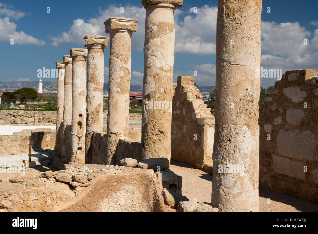 Columns in the UNESCO world heritage Kato Paphos Archaeological Park ...