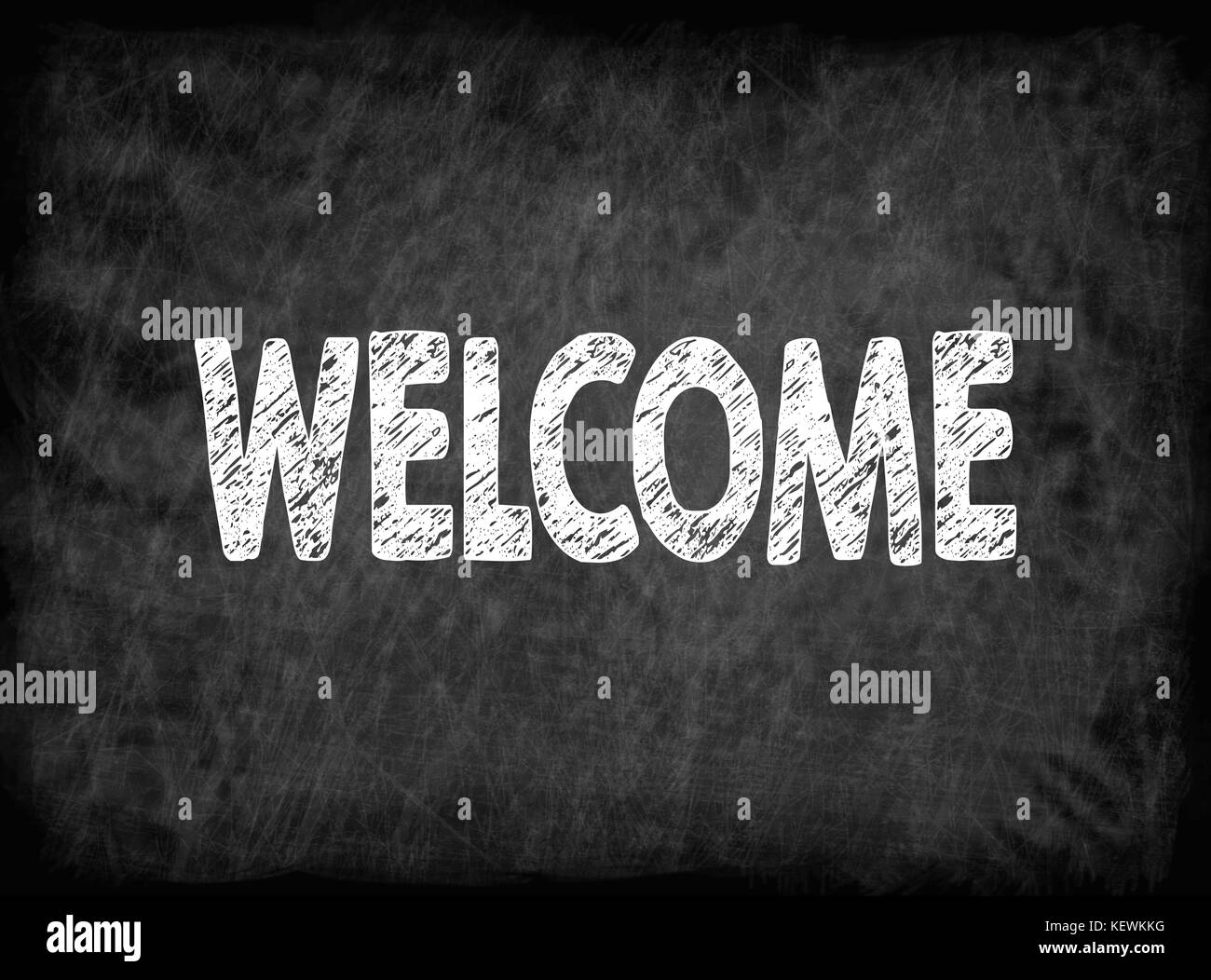 welcome. Black board with texture, background Stock Photo - Alamy