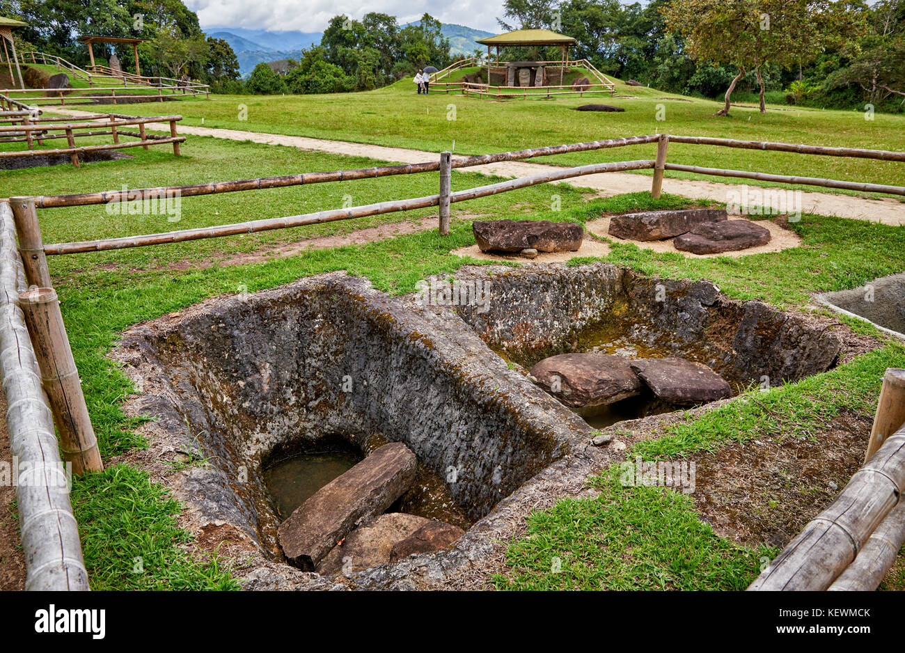 Precolombian statues in Mesita A of archaeological park Parque ...