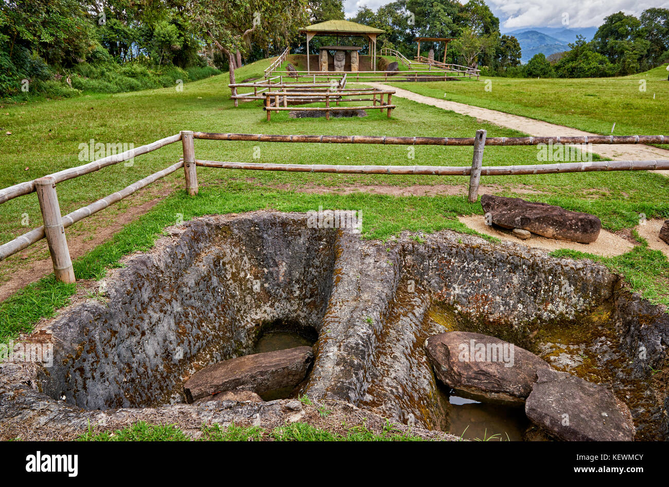 Precolombian statues in Mesita A of archaeological park Parque ...
