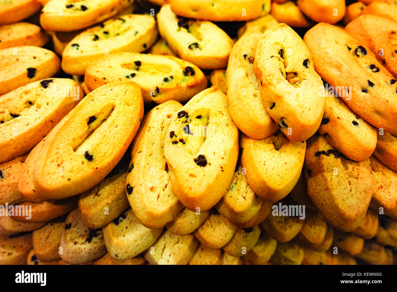 Traditional old french biscuits and cookies shop, stack with variery of ...
