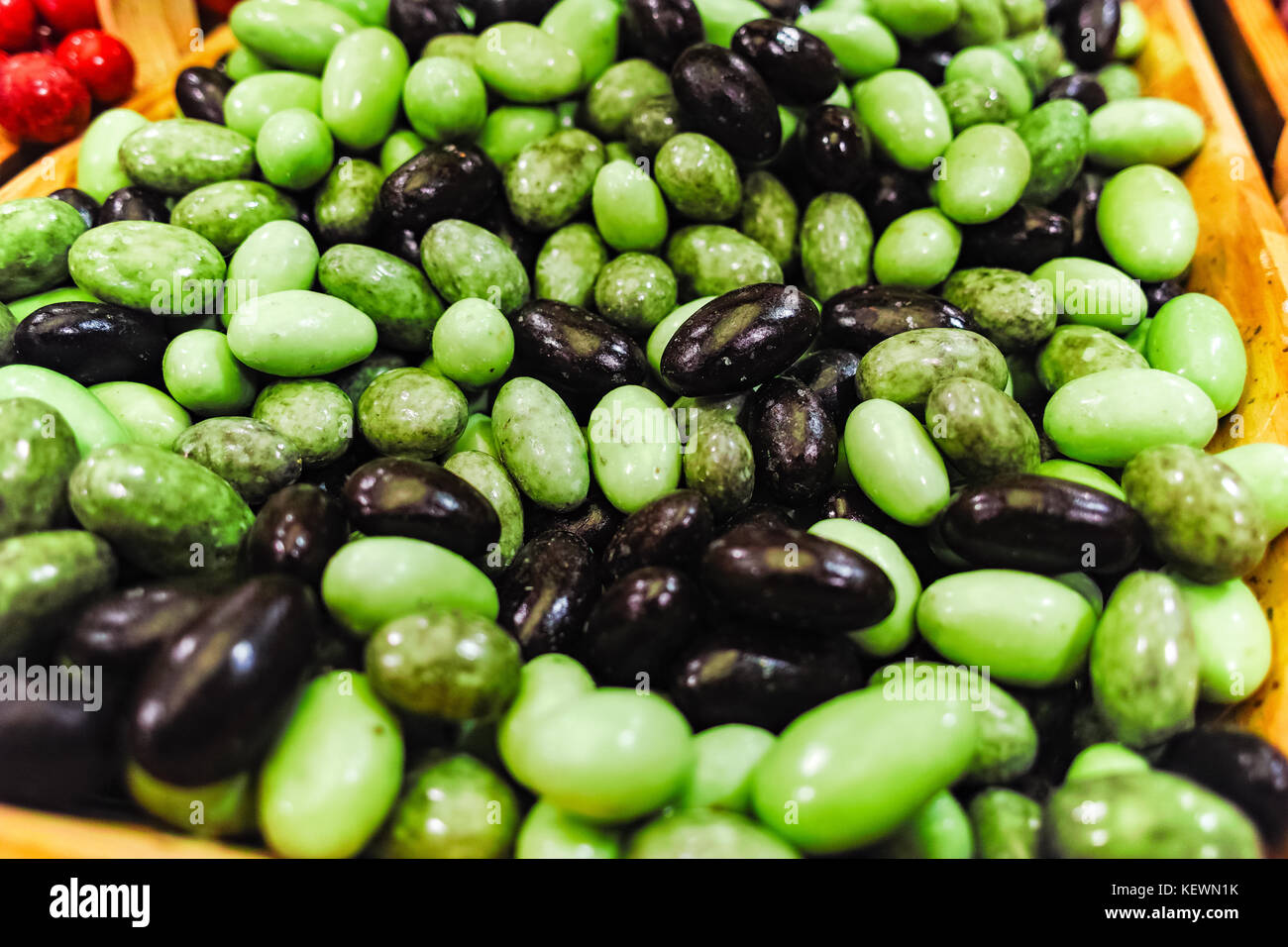 Happy candy and bubble chewing gum shop, sweet candy olives Stock Photo ...