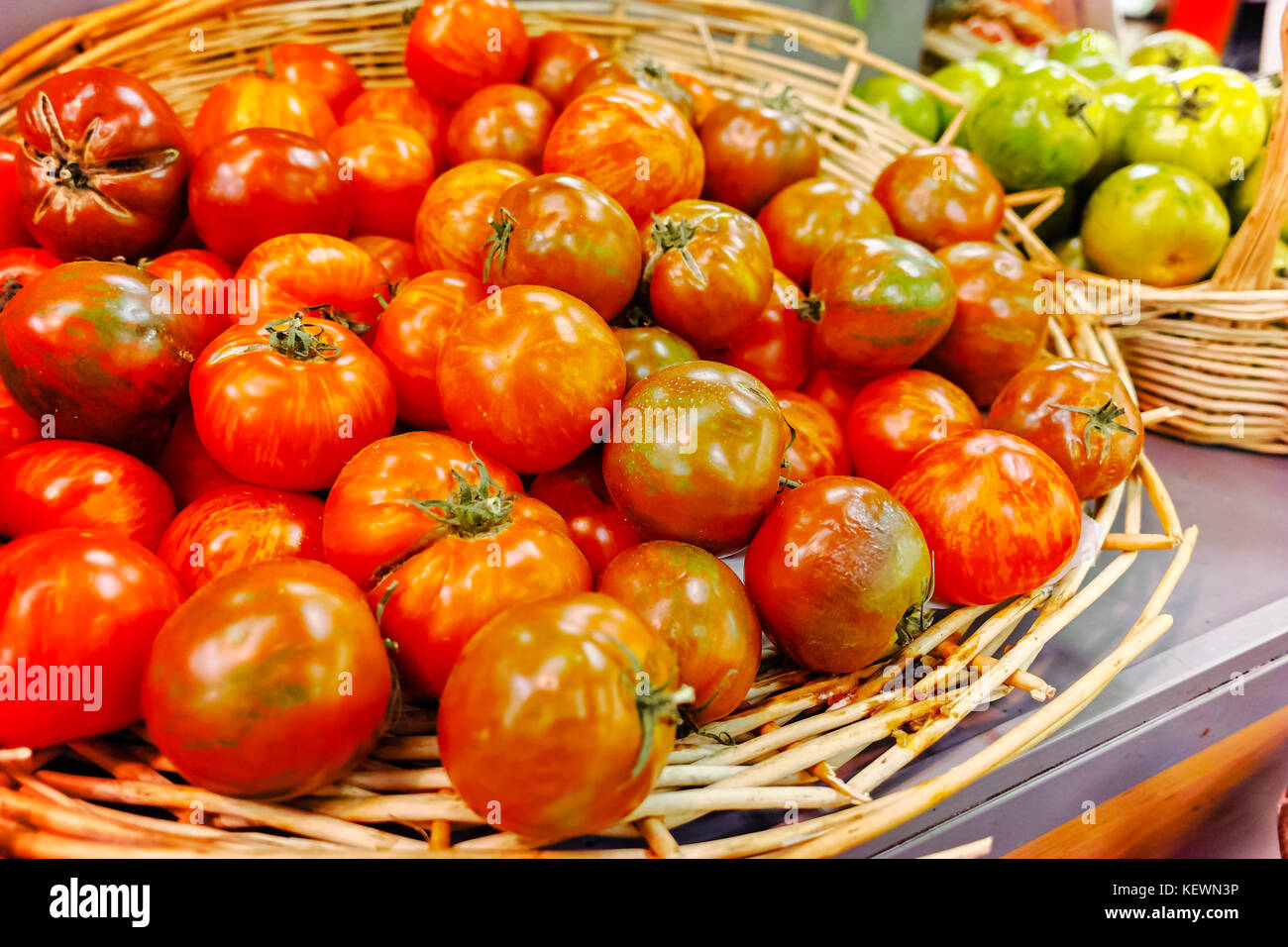 Ancient Provencal french ripe farm tomatoes on the street market Stock ...