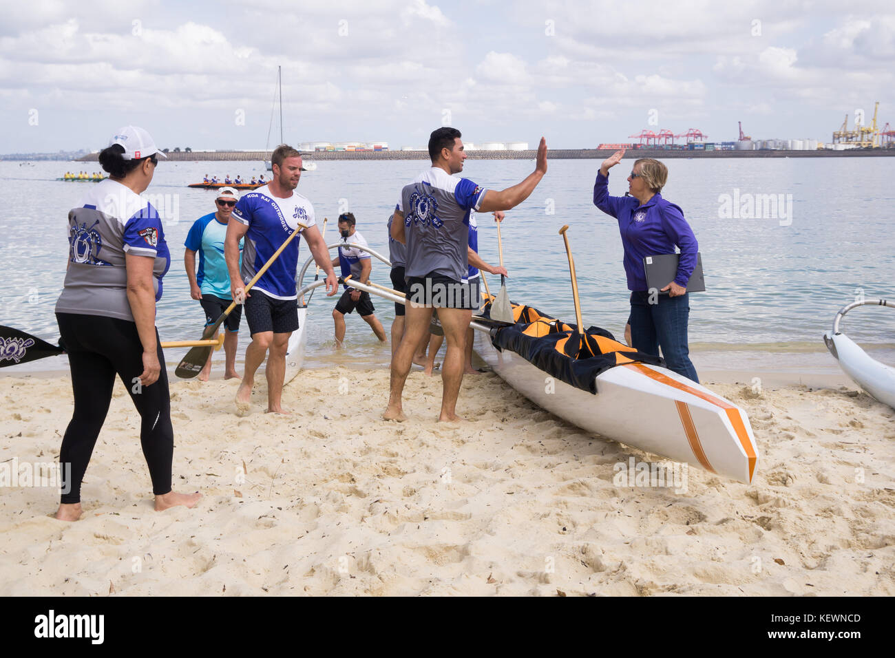 An Outrigger Canoe race in South Sydney Stock Photo - Alamy