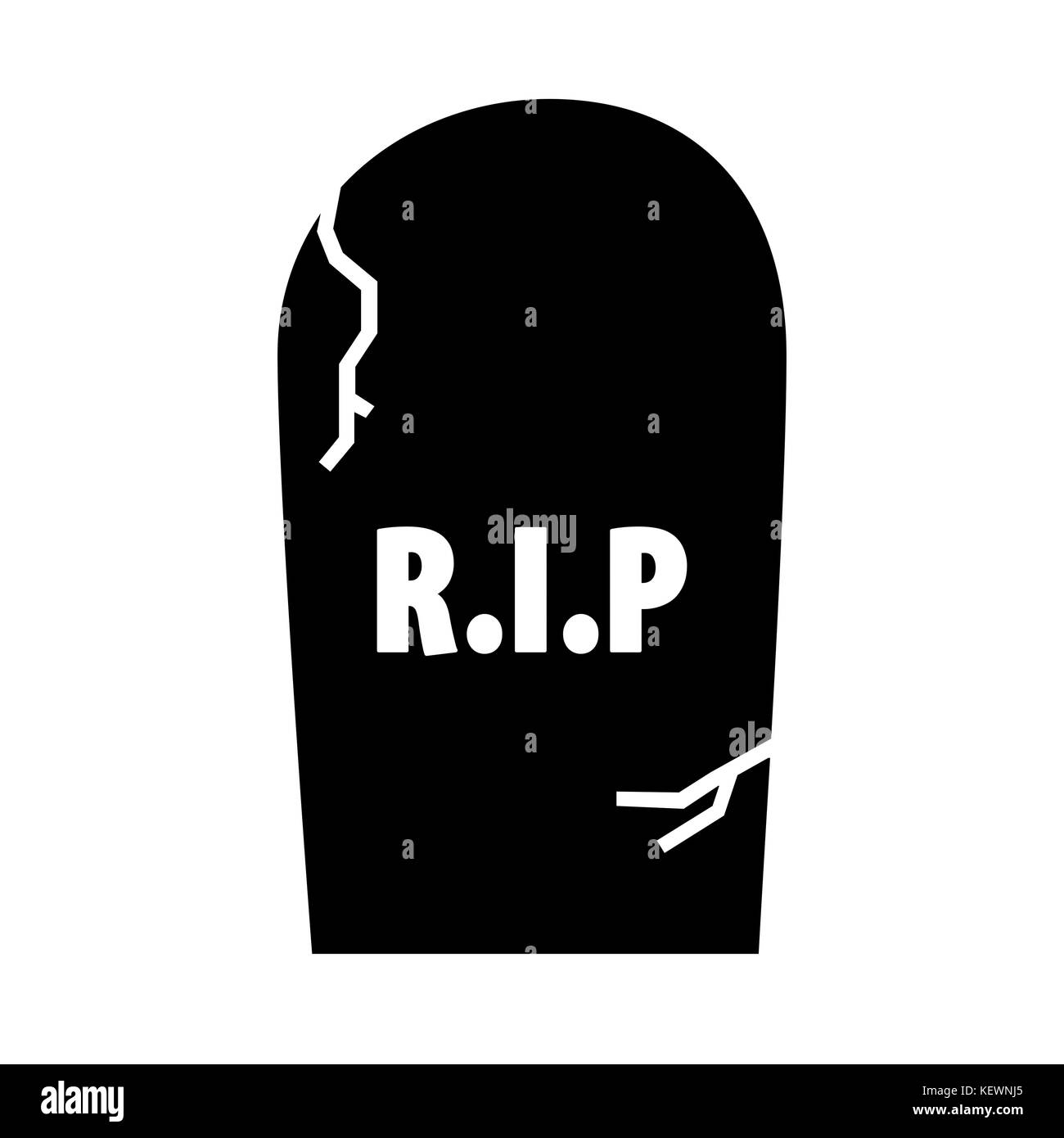 illustration of spooky graveyard tombstone with RIP written on white ...