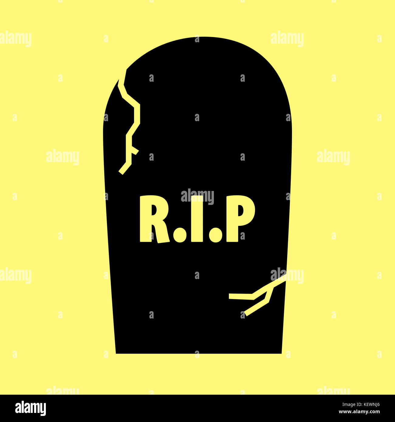 illustration of spooky graveyard tombstone with RIP written on yellow ...