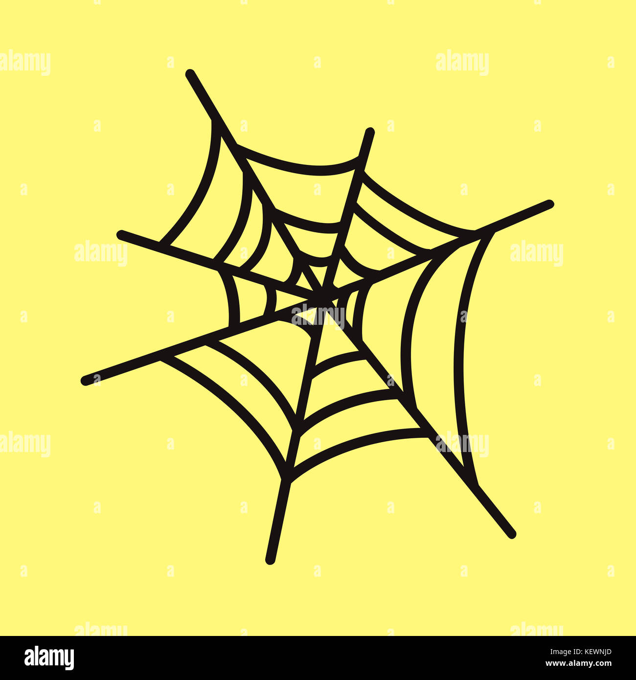 illustration of spooky spider web on yellow background, halloween ...