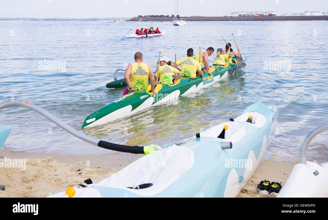 An Outrigger Canoe race in South Sydney Stock Photo - Alamy