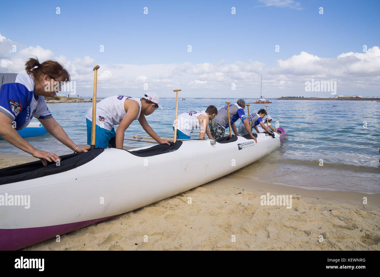 An Outrigger Canoe race in South Sydney Stock Photo - Alamy
