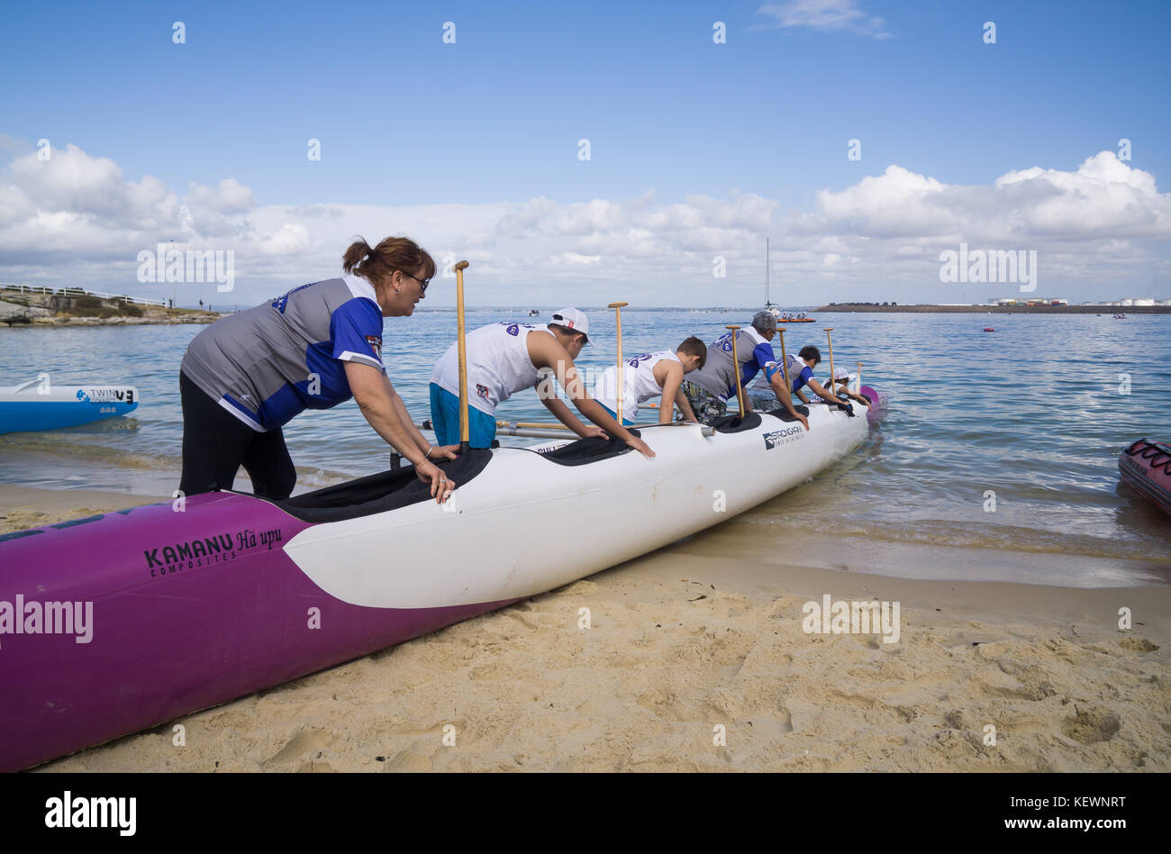 An Outrigger Canoe race in South Sydney Stock Photo - Alamy