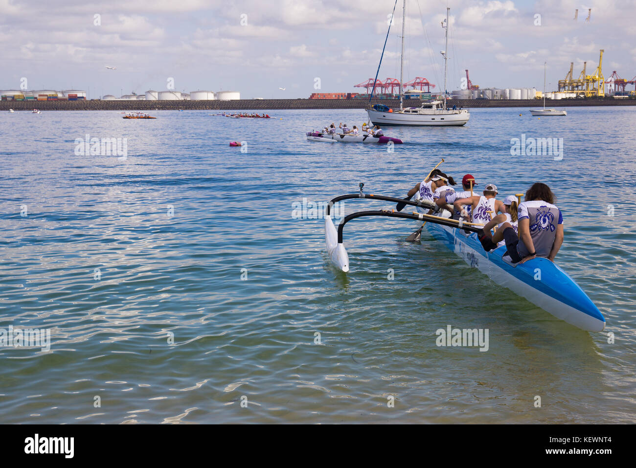 An Outrigger Canoe race in South Sydney Stock Photo - Alamy