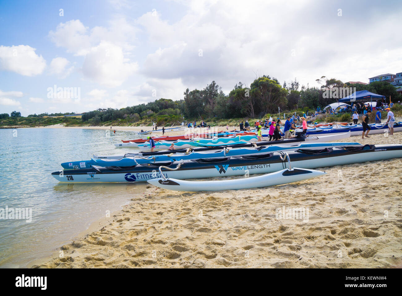 An Outrigger Canoe race in South Sydney Stock Photo - Alamy