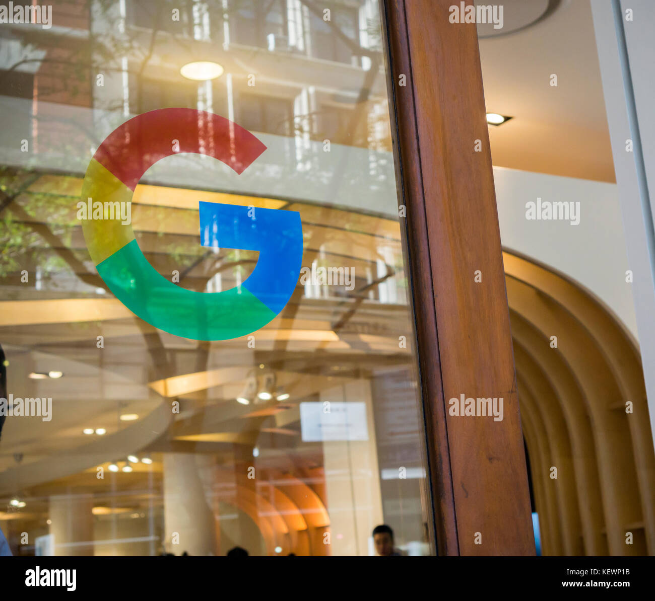 The Google logo on the door of the Google store in the Flatiron ...