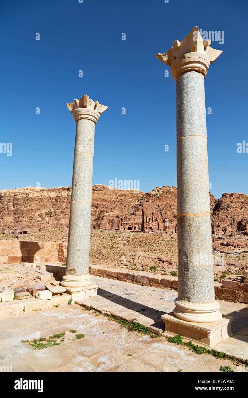 in petra jordan the view of the monuments from the ruins of the antique ...
