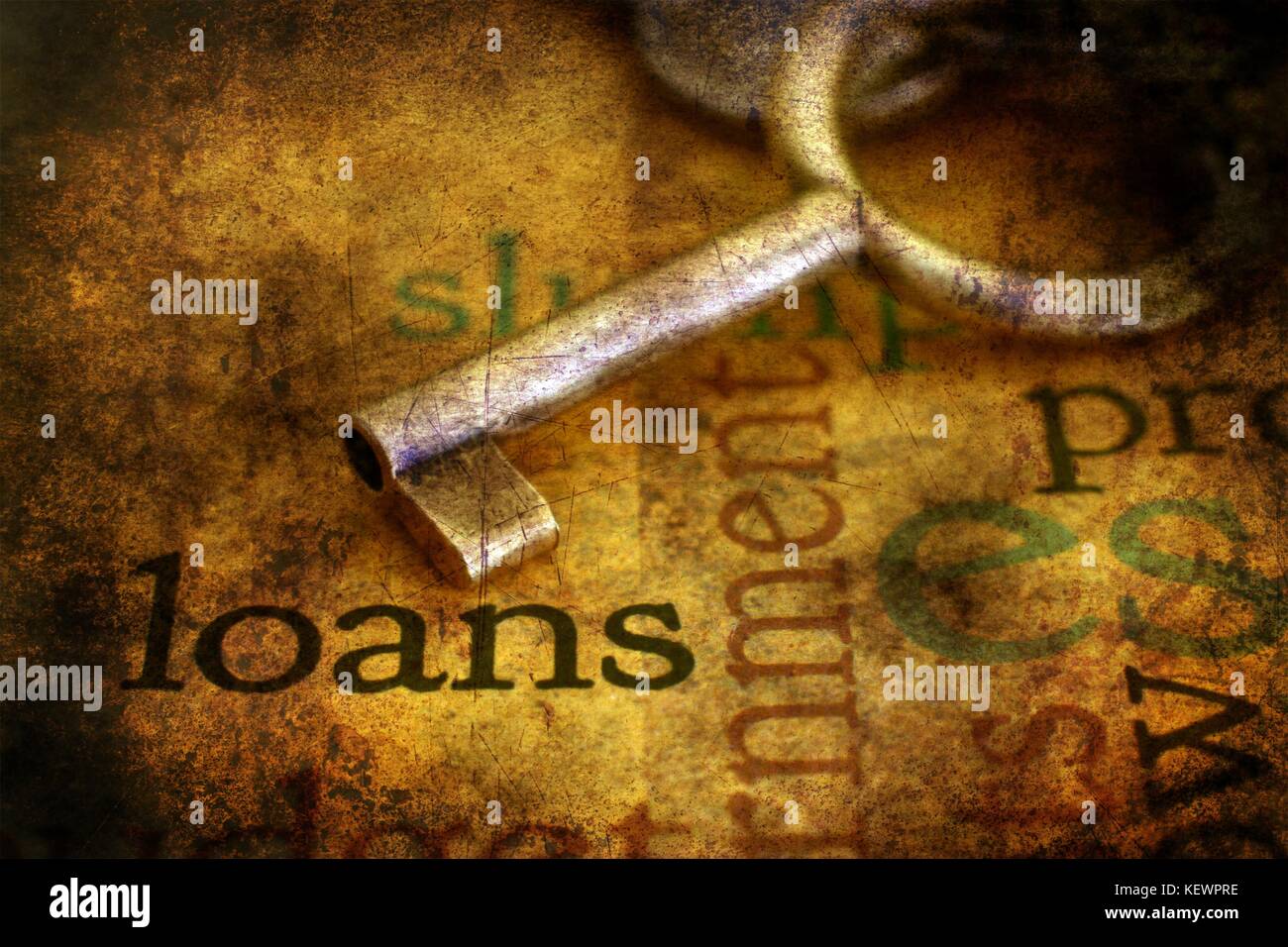 Loan and golden key concept Stock Photo - Alamy