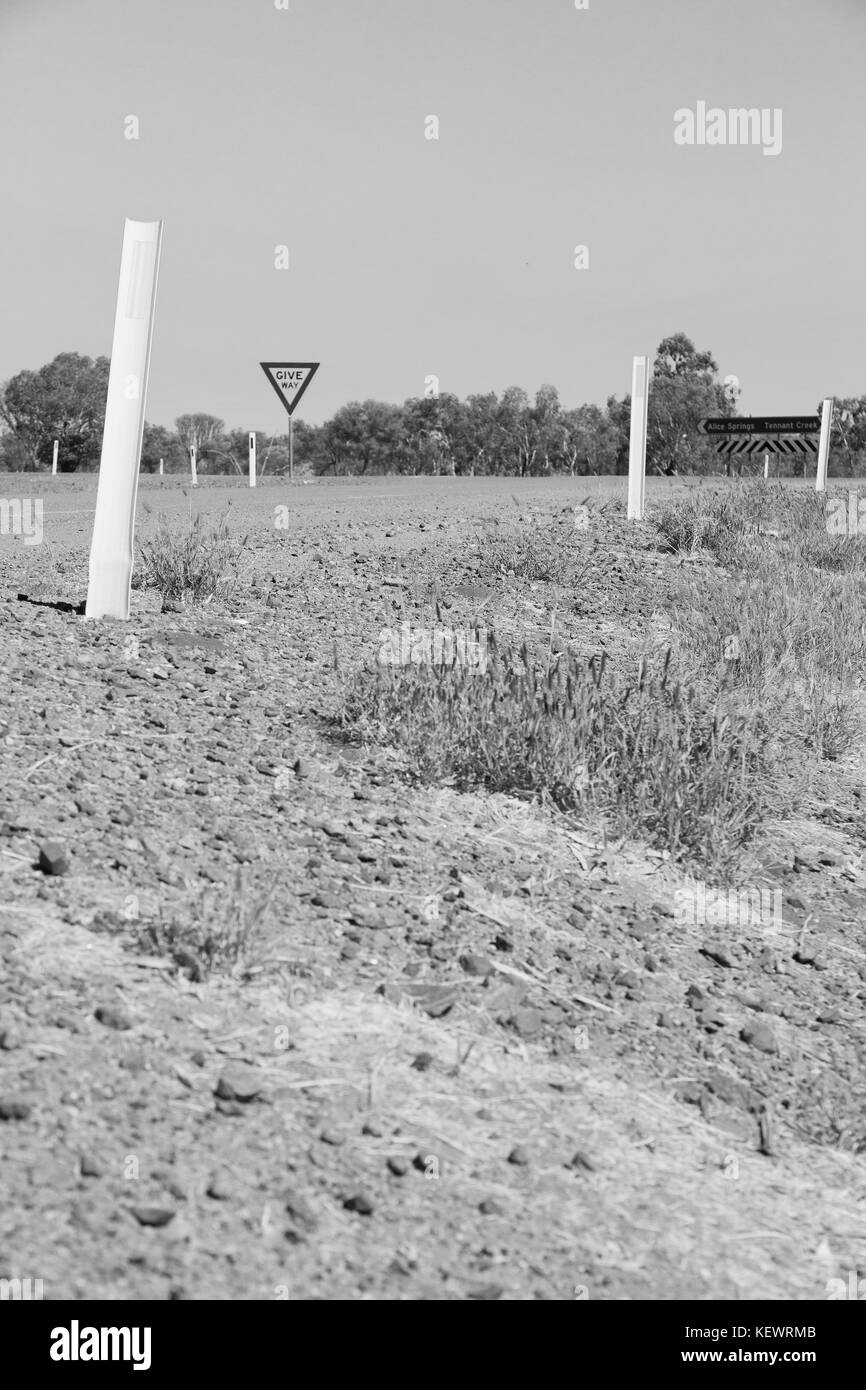Australian warning road sign outback Black and White Stock Photos ...