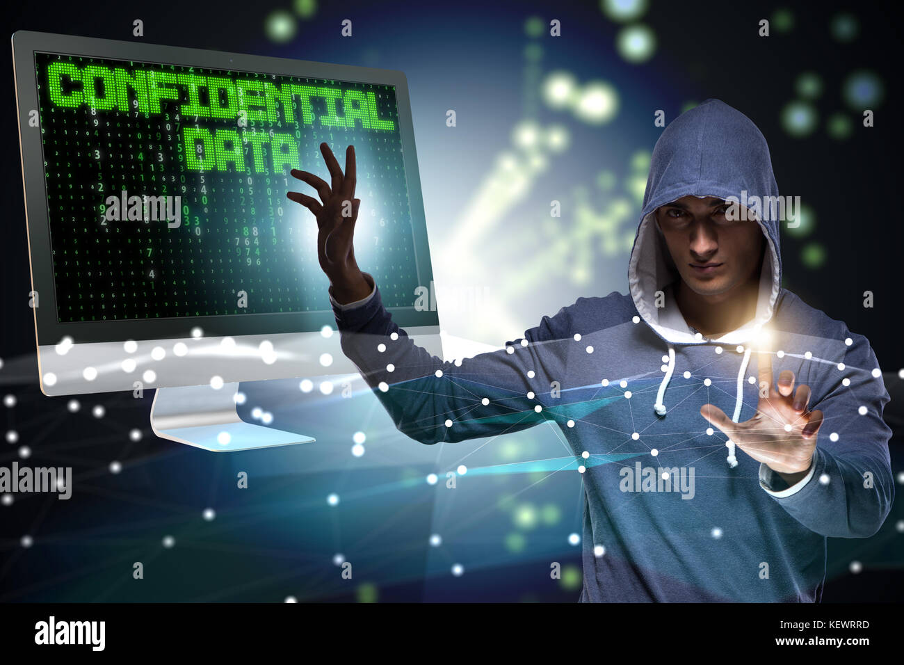 Hooded hacker in data computer security concept Stock Photo - Alamy