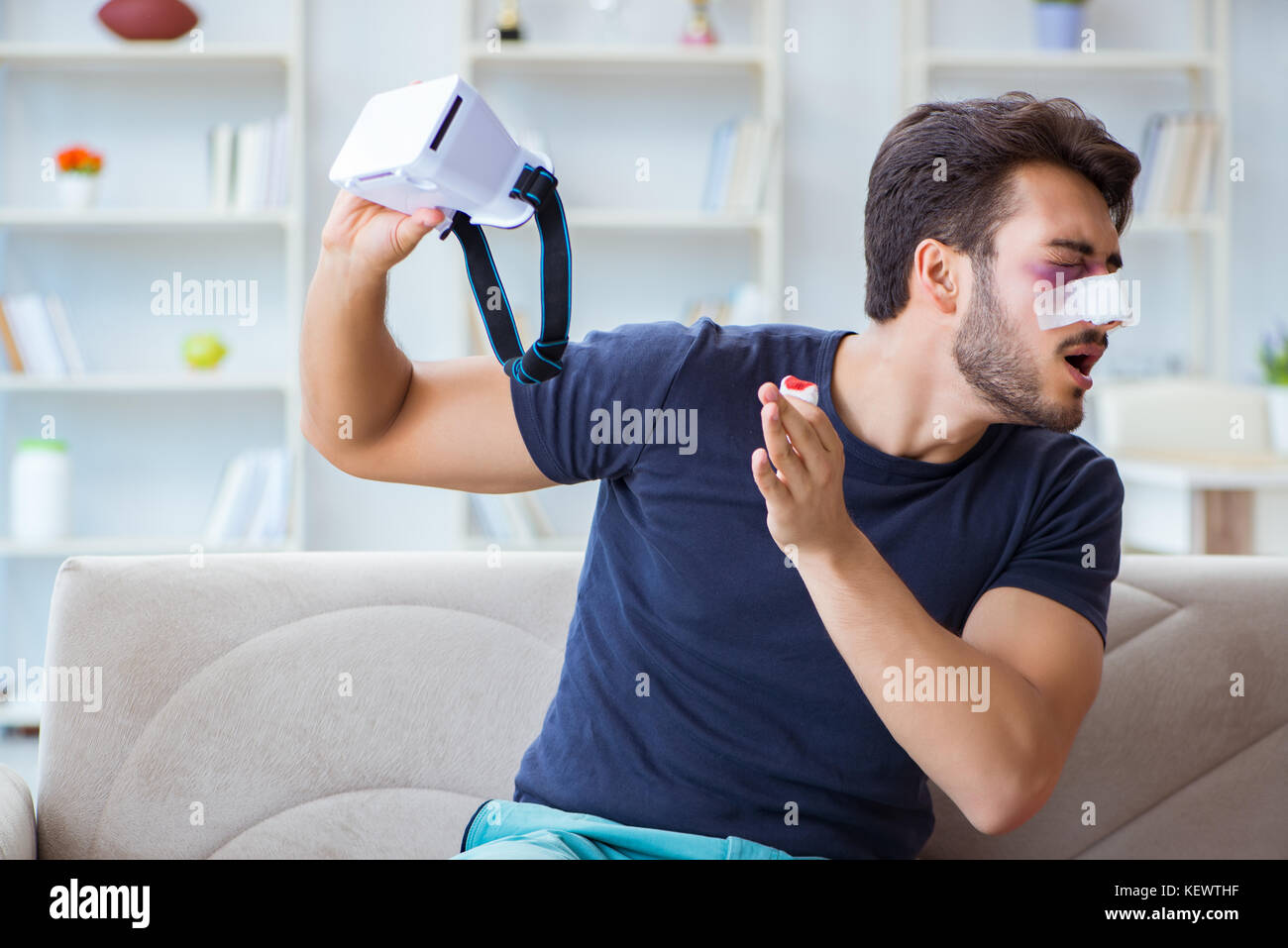 Young man defeated in sports game suffered loss with broken bleeding ...