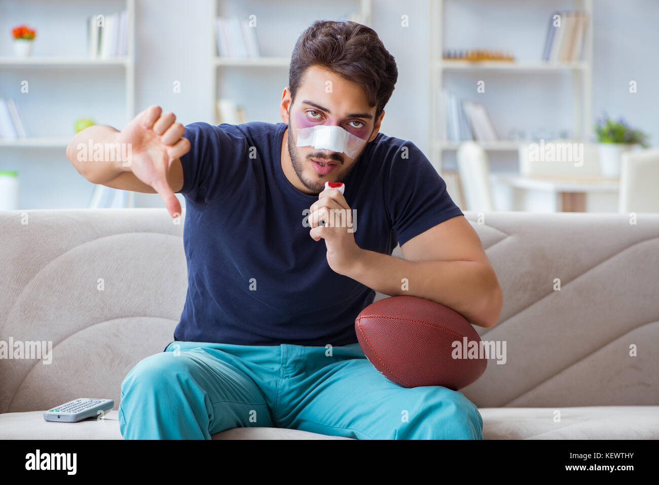 Young man defeated in sports game suffered loss with broken bleeding ...