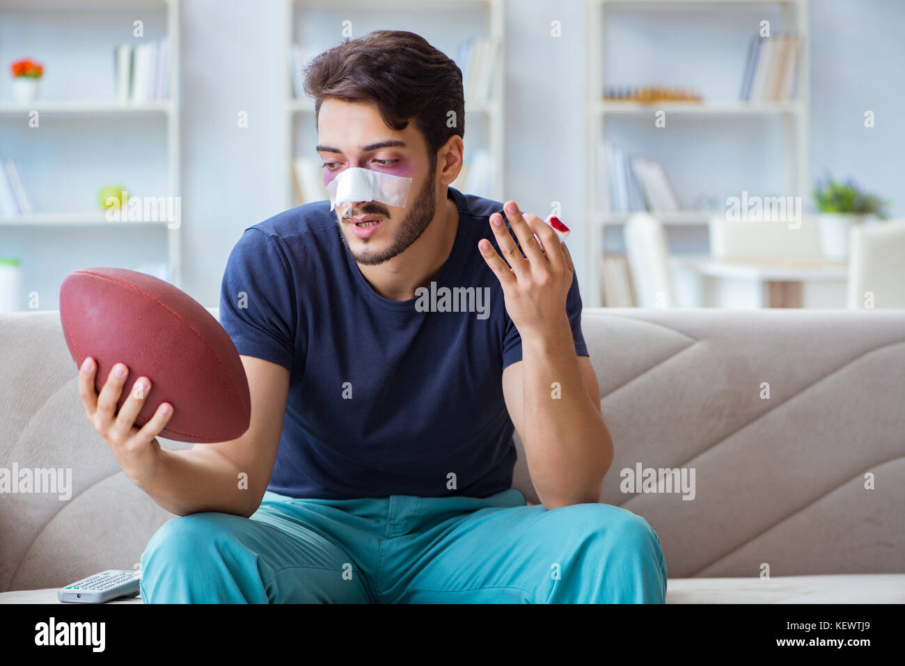 Young man defeated in sports game suffered loss with broken bleeding ...