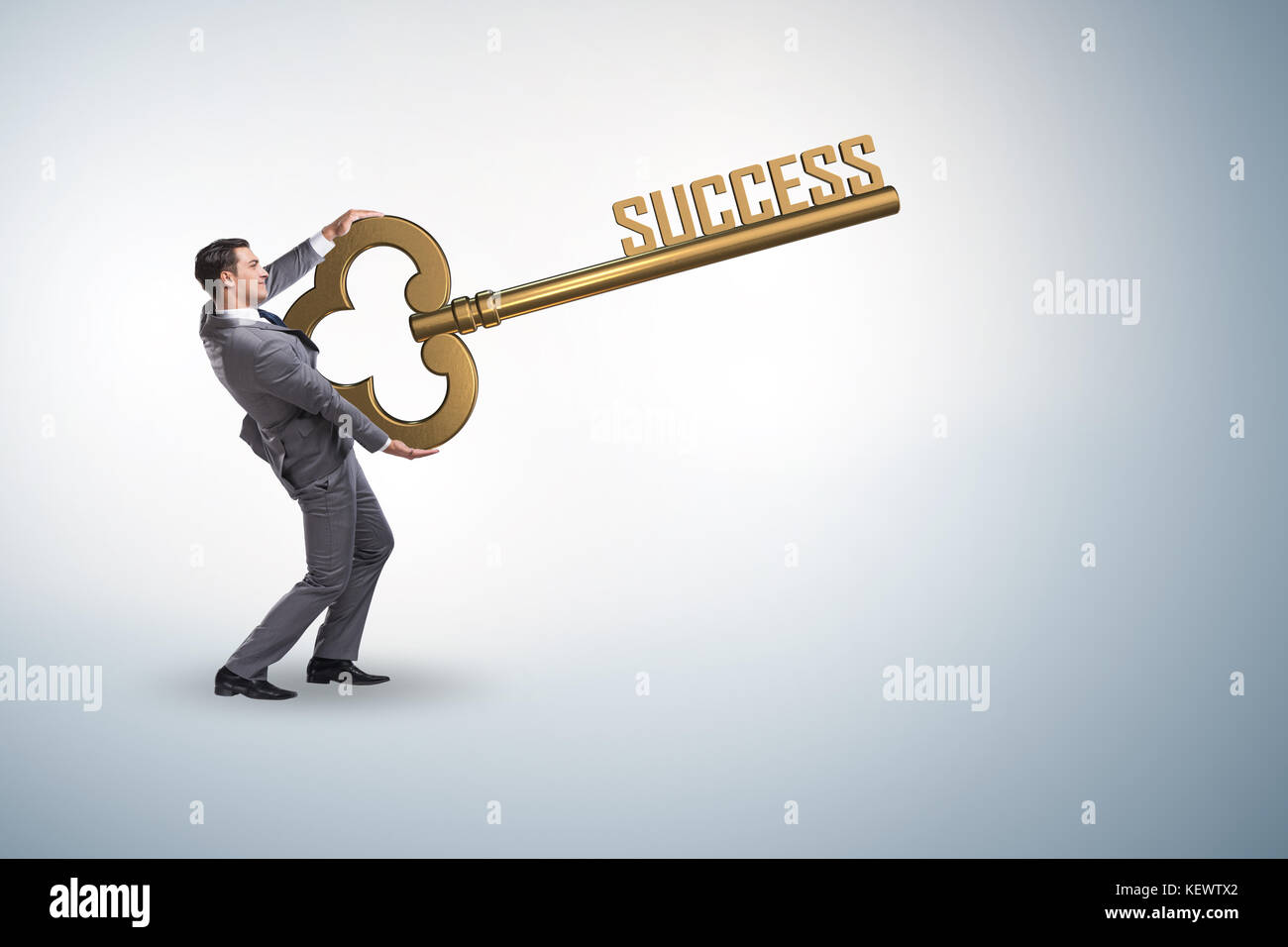 Businessman with key to success business concept Stock Photo - Alamy