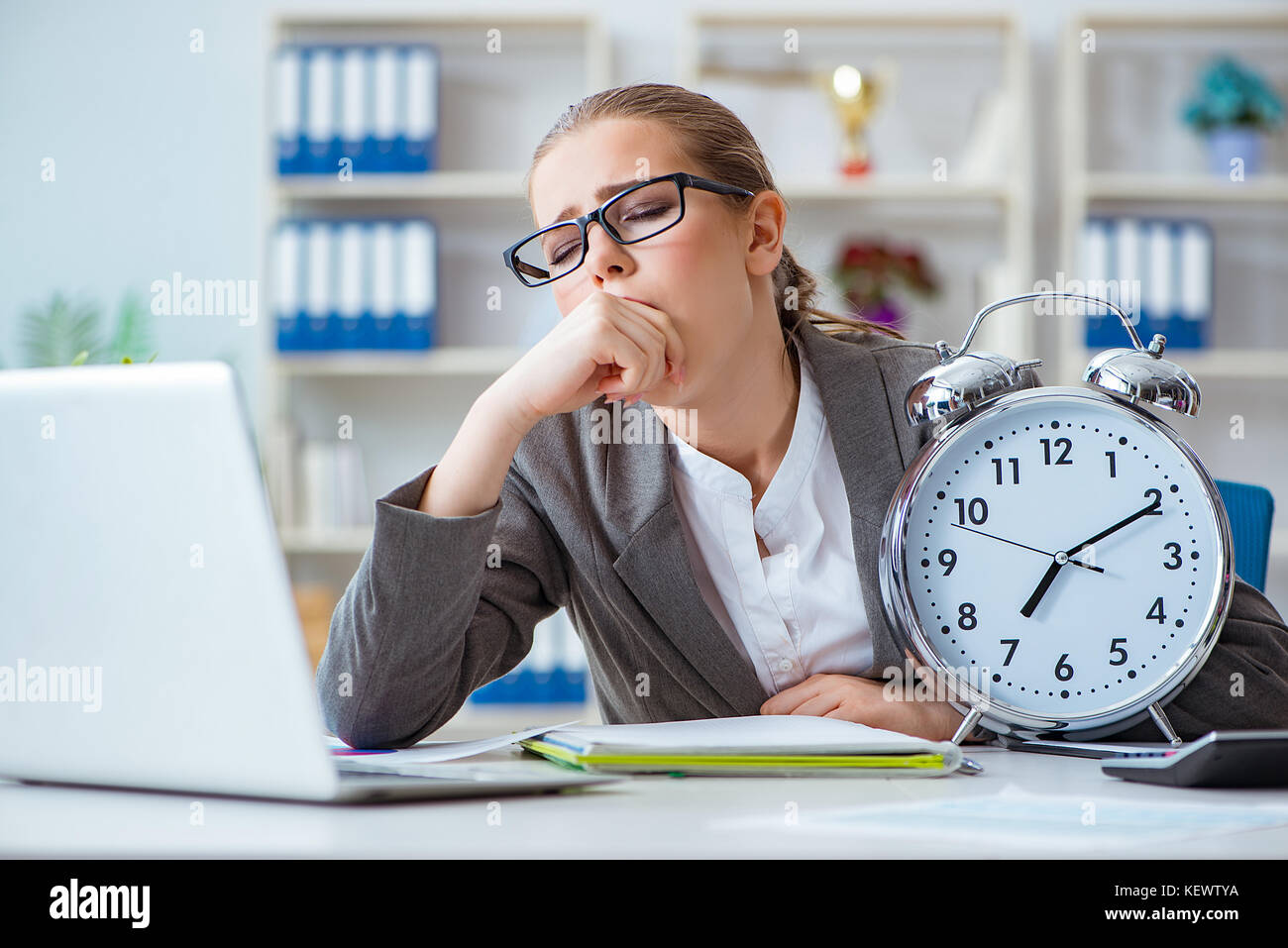 Female businesswoman boss accountant working in the office Stock Photo ...