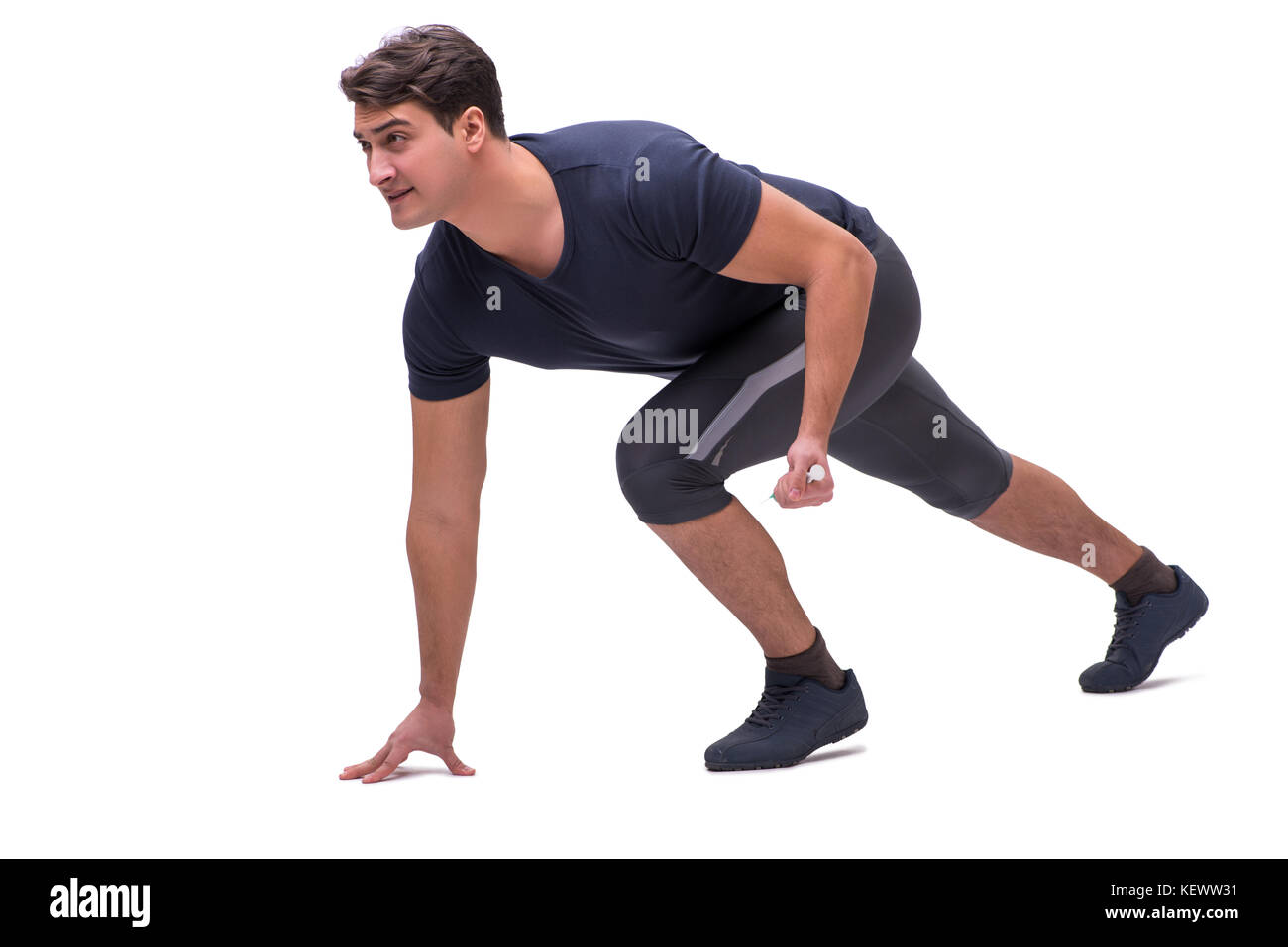 Young man in doping concept isolated on white Stock Photo - Alamy