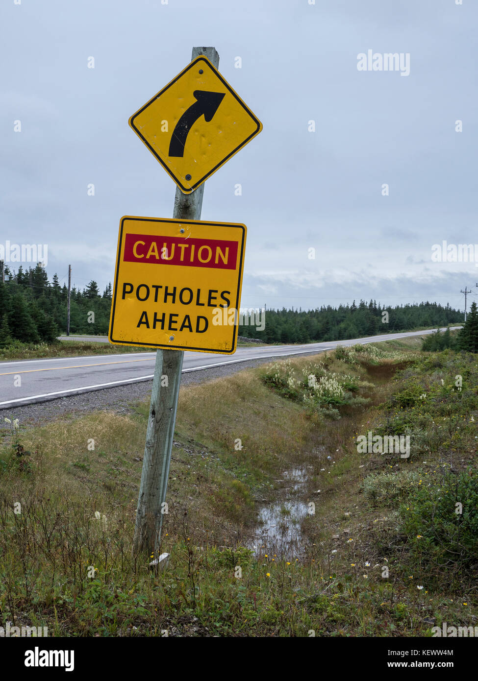 Danger potholes ahead sign hi-res stock photography and images - Alamy