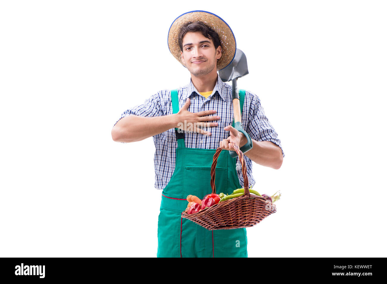 Young farmer isolated on the white background Stock Photo - Alamy