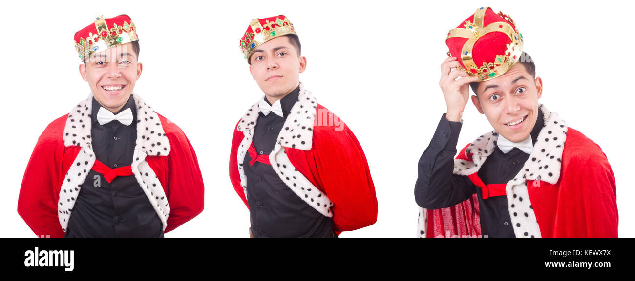 Businessman with crown isolated on white Stock Photo - Alamy