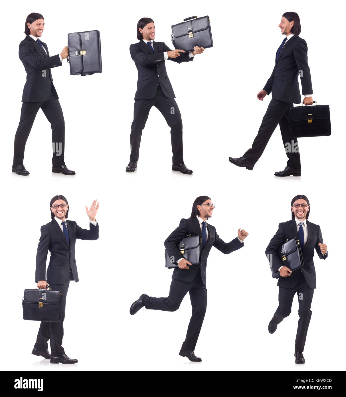 Businessman rushing isolated on the white background Stock Photo - Alamy
