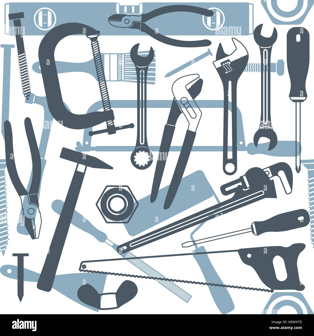Vector seamless pattern background with various tools Stock Vector ...