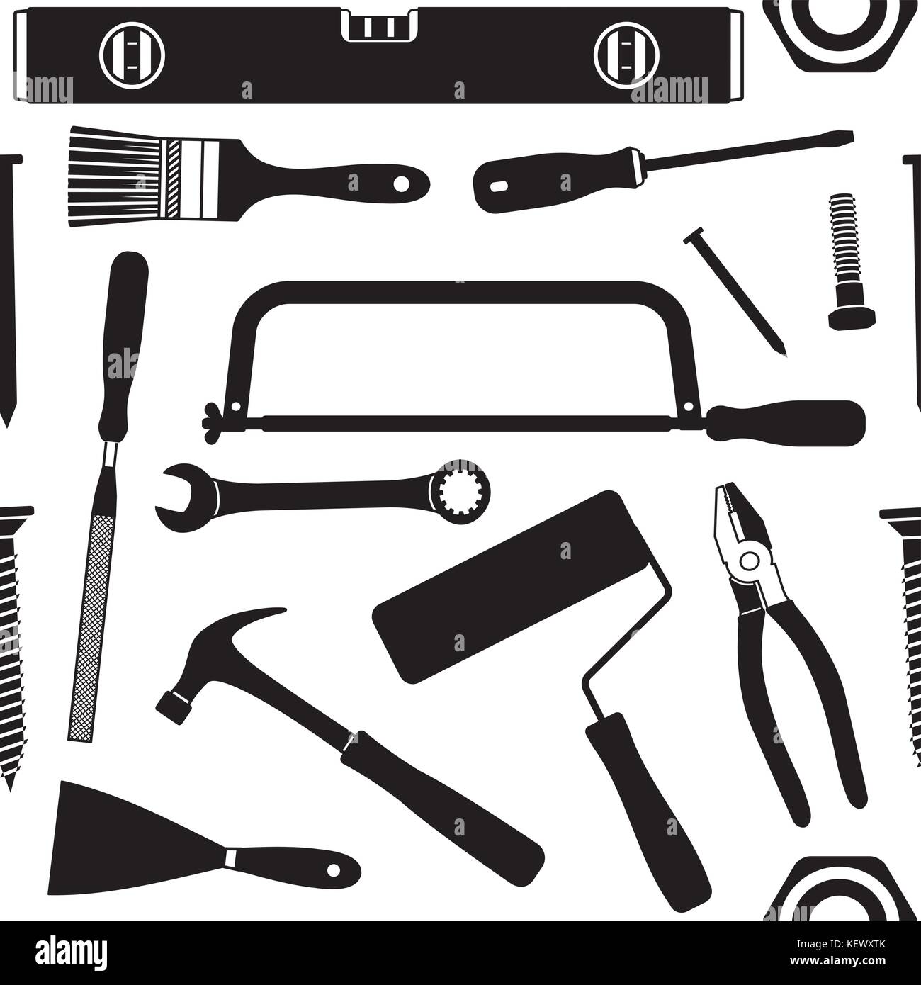 Vector Seamless Pattern Background With Various Tools Stock Vector