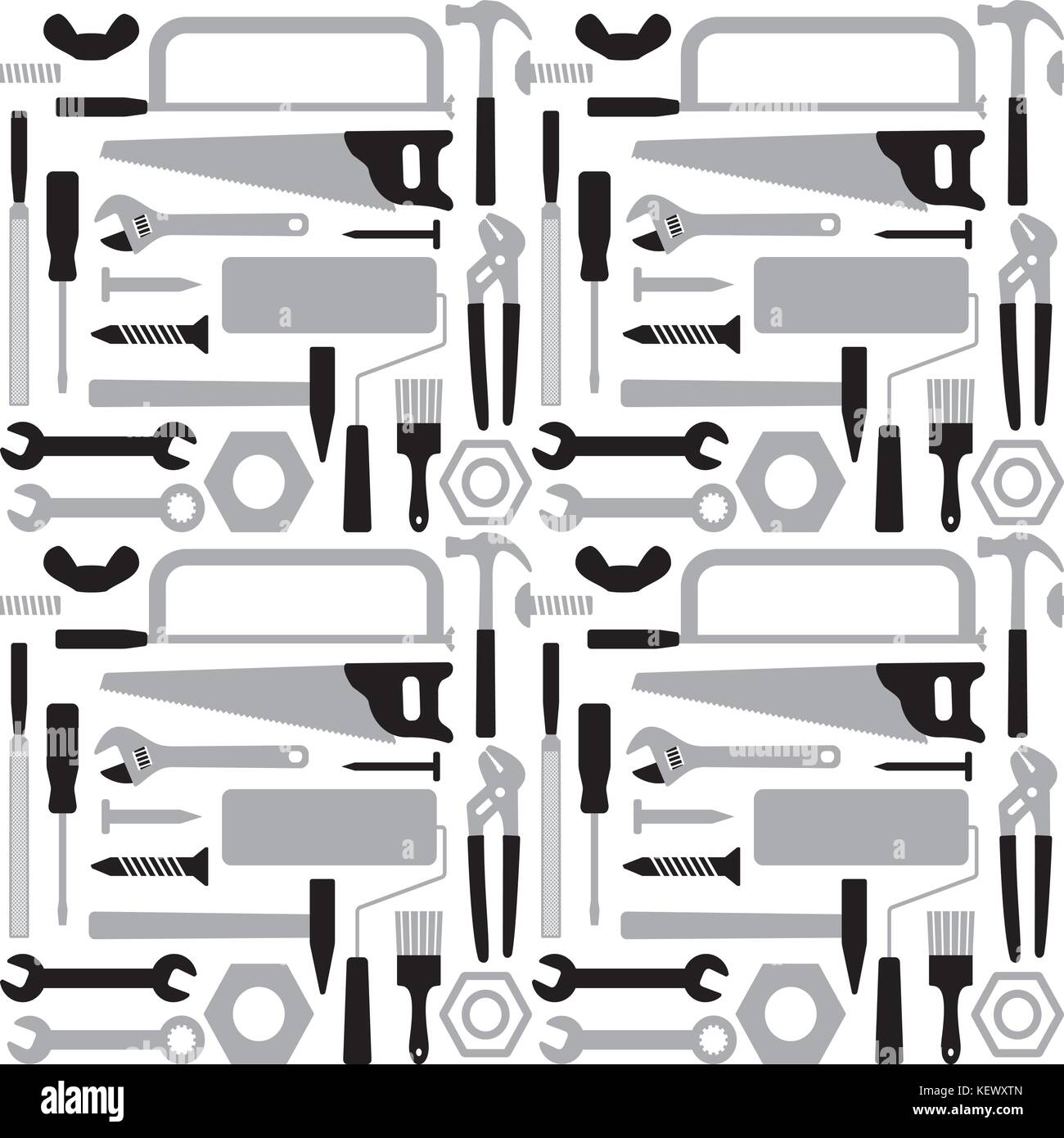 Vector Seamless Pattern Background With Various Tools Stock Vector