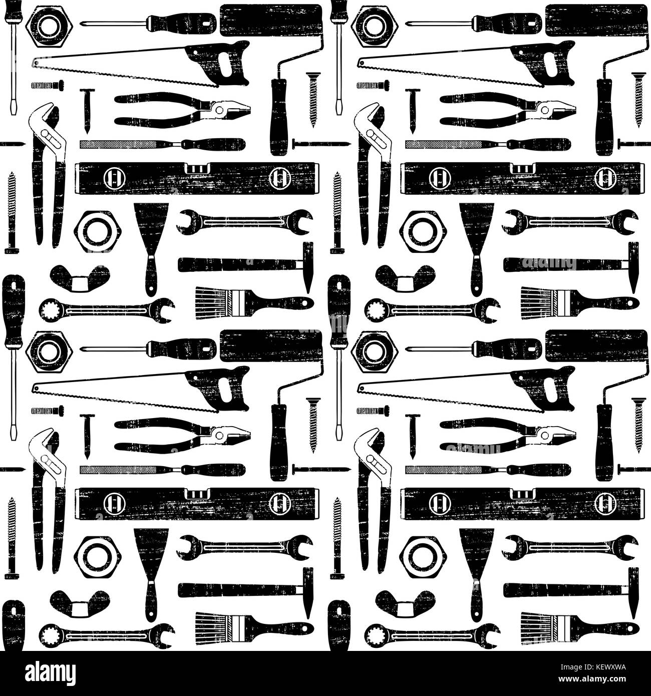 Vintage vector seamless pattern background with various tools Stock ...