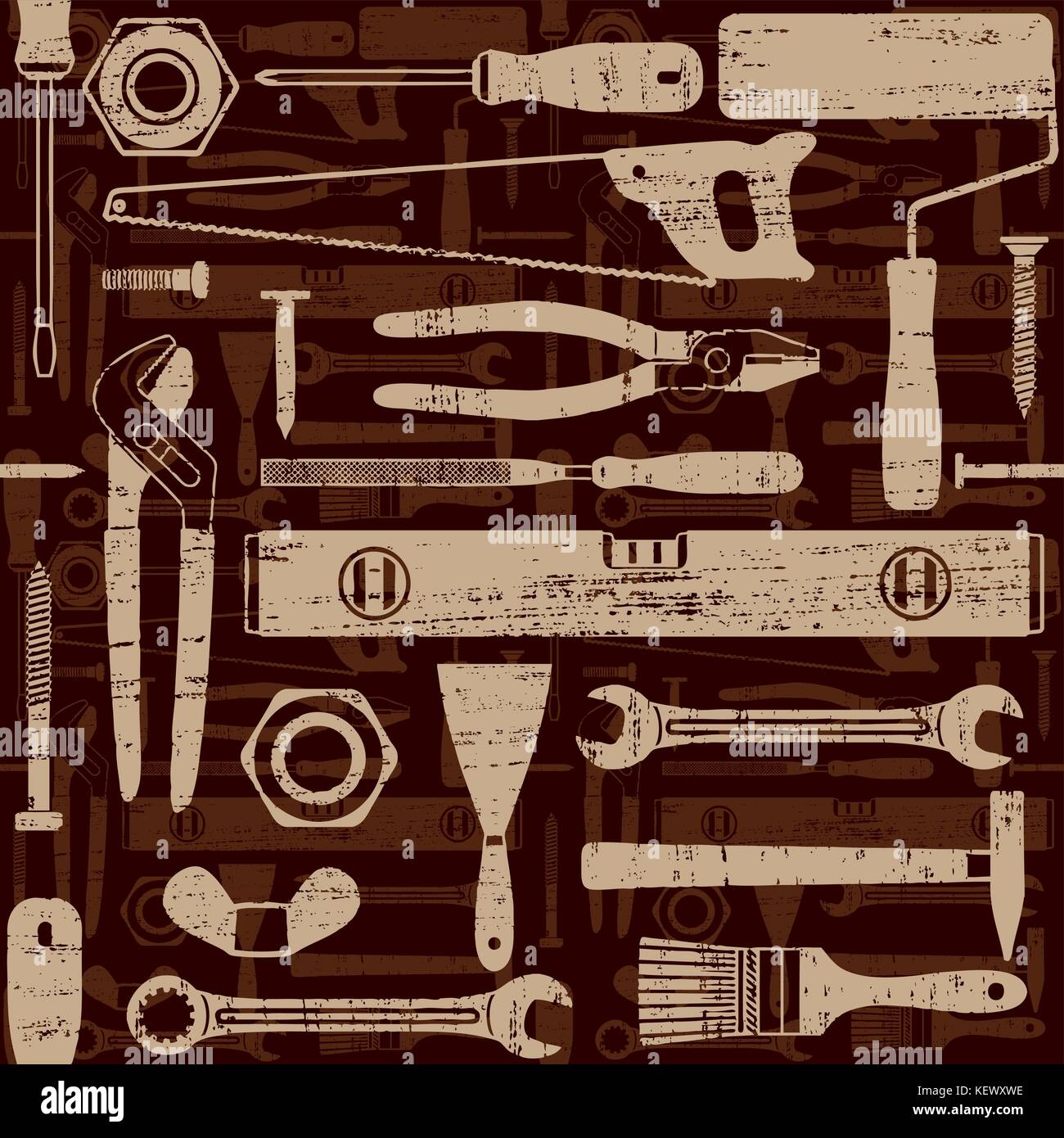 Vintage vector seamless pattern background with various tools Stock ...