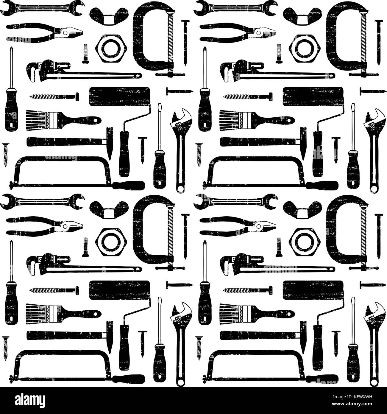Vintage Vector Seamless Pattern Background With Various Tools Stock