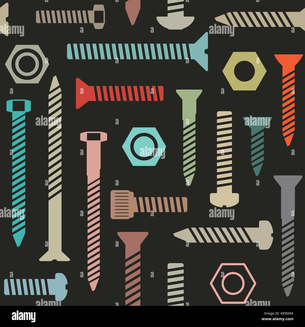 Vector seamless pattern background with screws and nuts Stock Vector ...