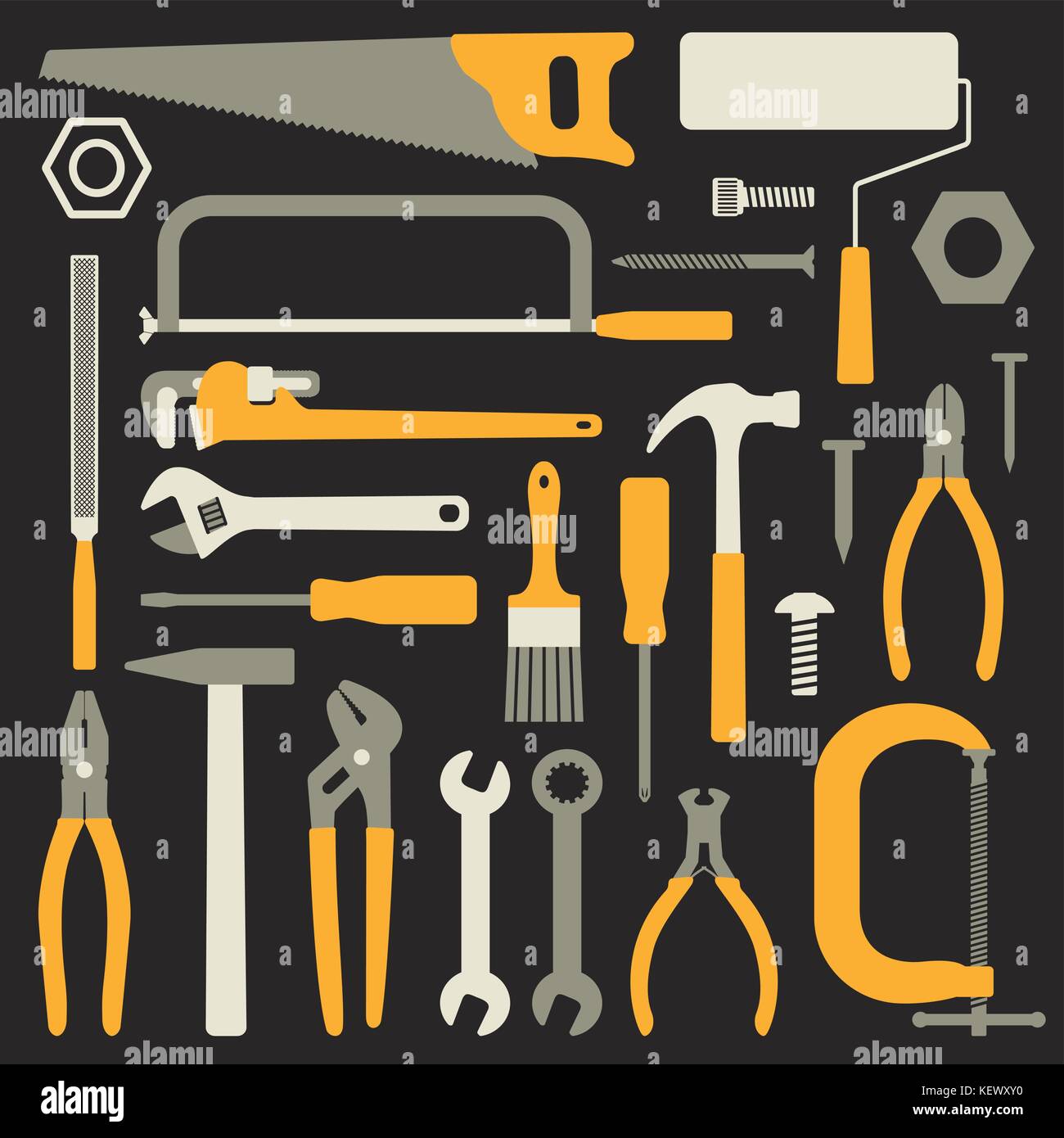 Hand tools icons on black background Stock Vector Image & Art - Alamy