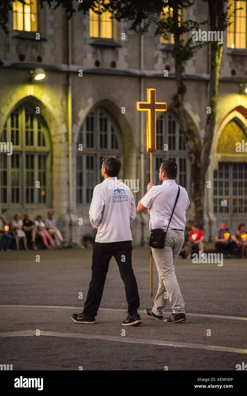 Pilgrims procession to Mass, Lourdes, Pyrenees, France, Europe Stock Photo - Alamy