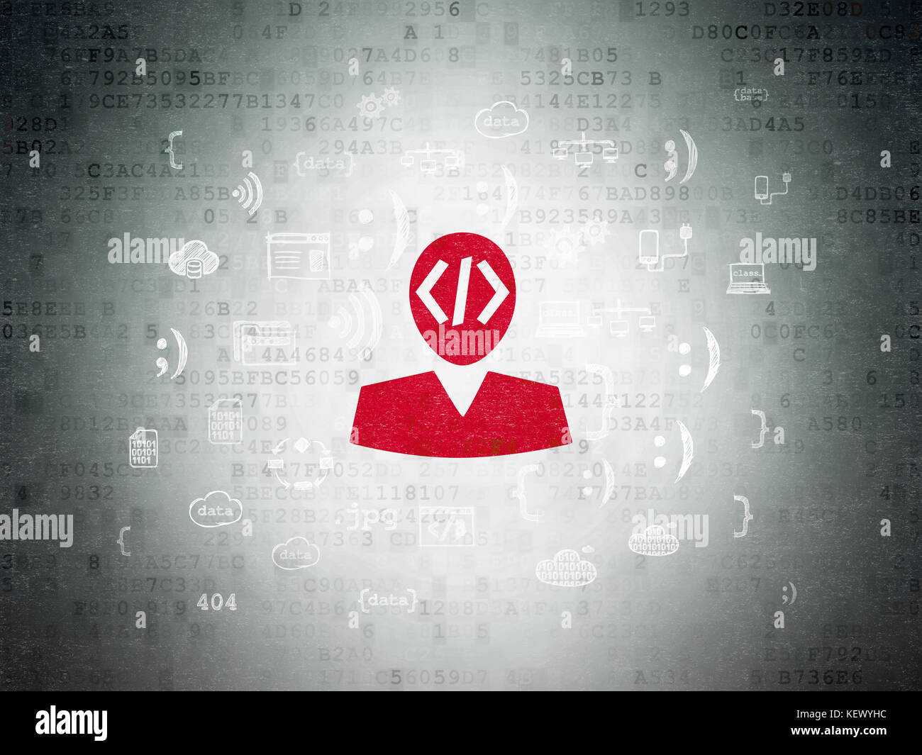 Programming concept: Programmer on Digital Data Paper background Stock ...