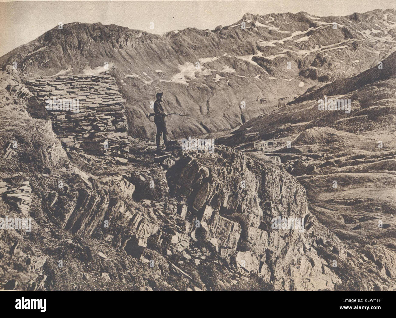This image depicts Swiss frontier sentries, showing soldiers at the ...