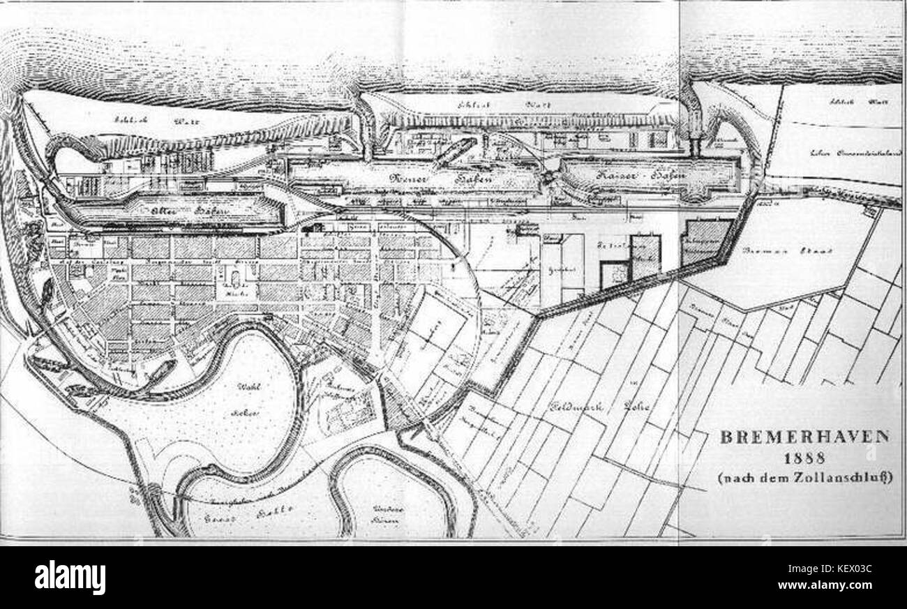 Bremerhaven 1888 map Stock Photo - Alamy