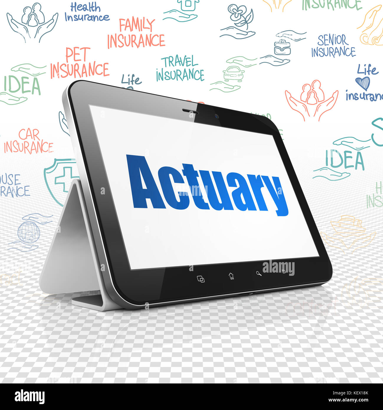 Insurance concept: Tablet Computer with Actuary on display Stock Photo ...