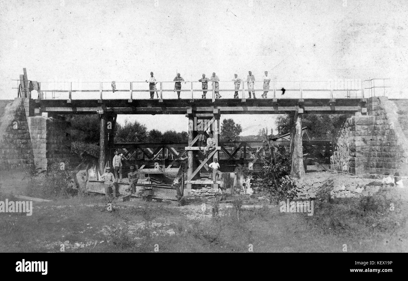 Bridge building, sapper, railway bridge, First World War Fortepan 73674 ...