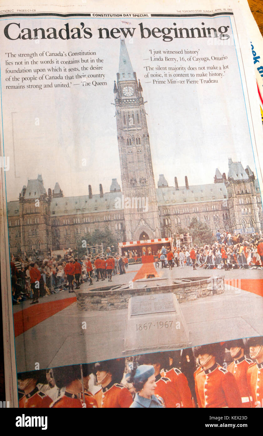 Canada's new Constitution formed on April 1982 in Ottawa,Ontario,Canada ...