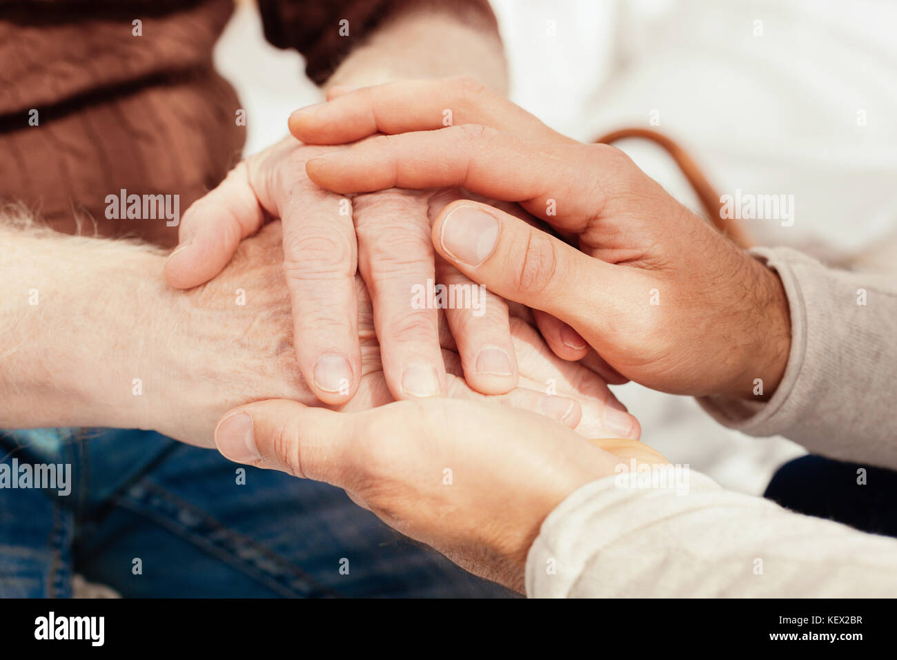 Close up of male hands that expressing support Stock Photo - Alamy