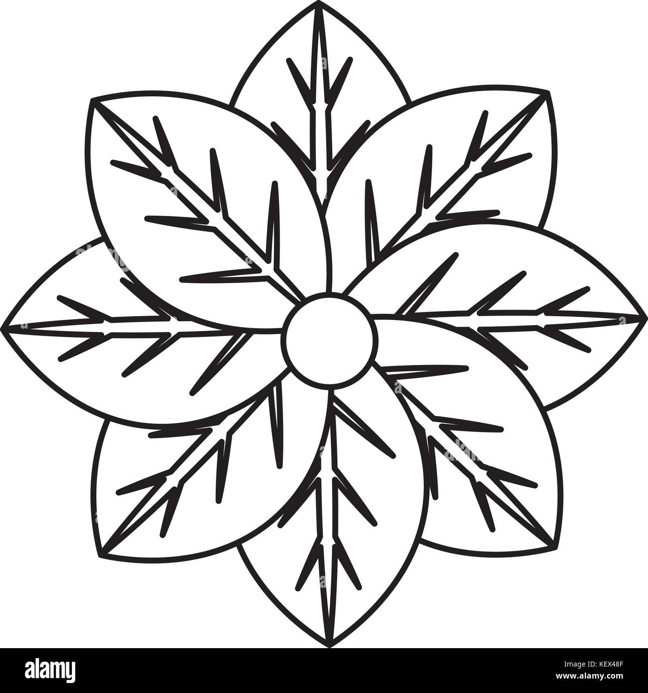 flat line uncolored flower ove white background vector illustration ...