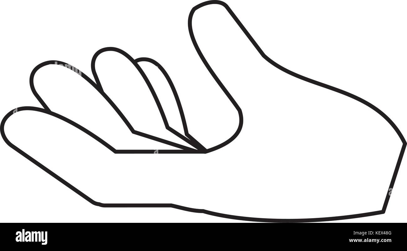 flat line uncolored hand over white background vector illustration ...