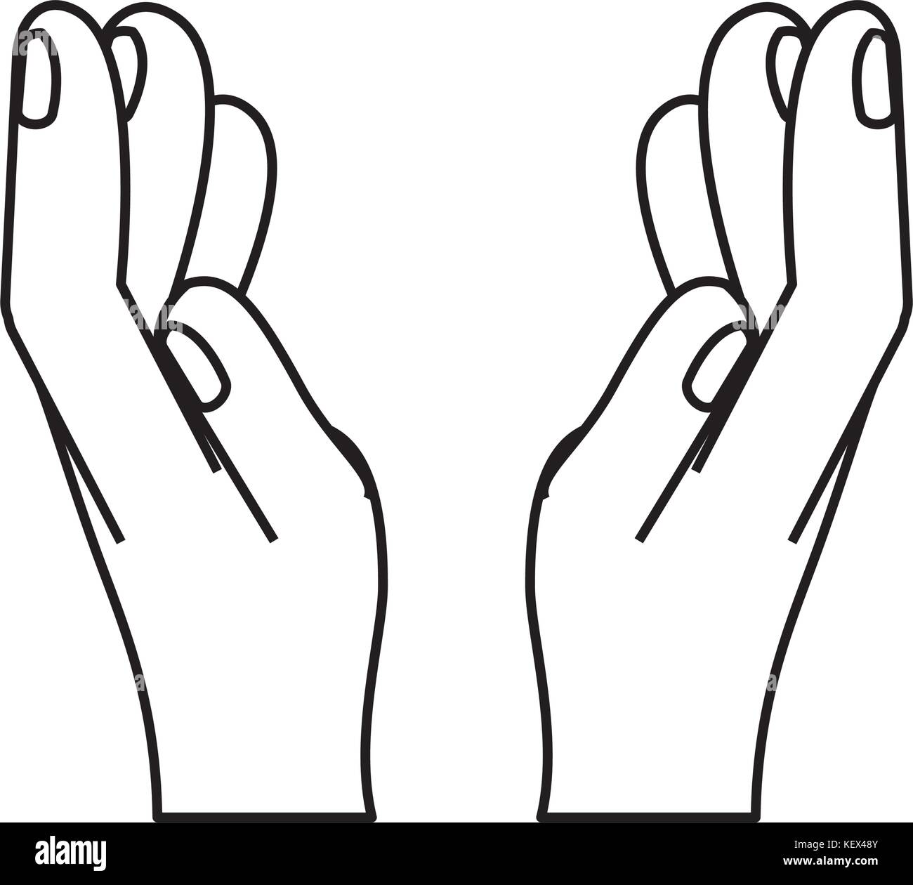 flat line uncolored hand over white background vector illustration ...